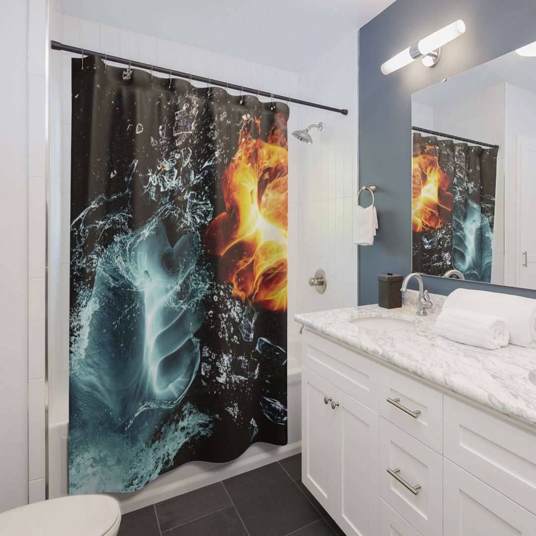 Water and Fire Shower Curtain Two Hands Together Curtain, Earth - Etsy