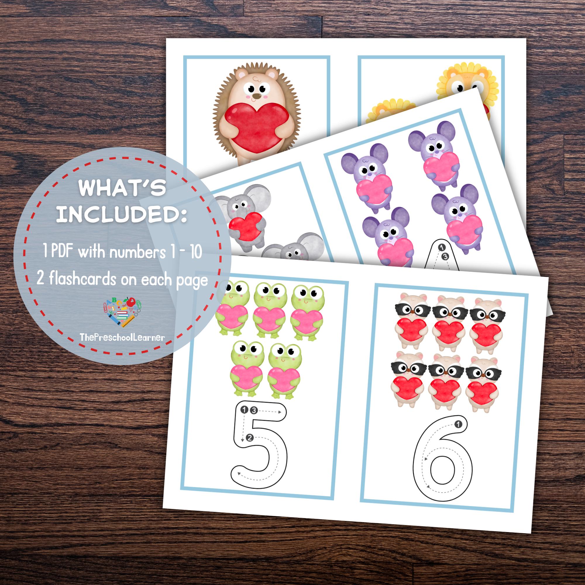 Number Tracing Flashcards: 1-10 Counting Activity (PDF) - Etsy