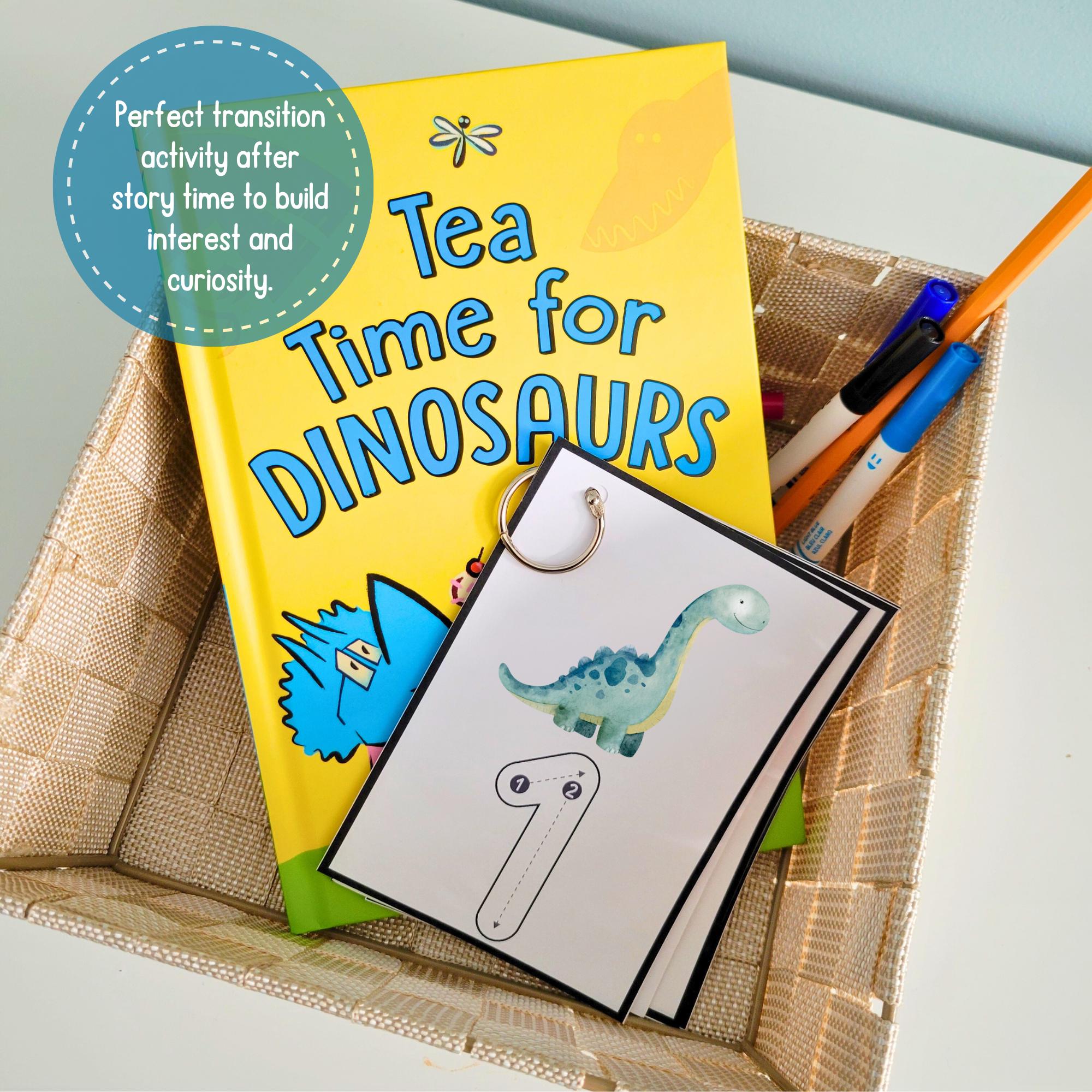 Dinosaur Number Tracing Flashcards: Math Worksheet (PDF) - Etsy