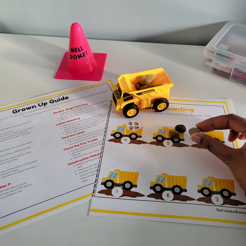 Construction Counting Worksheets 1 - 10 Preschool Number Matching ...