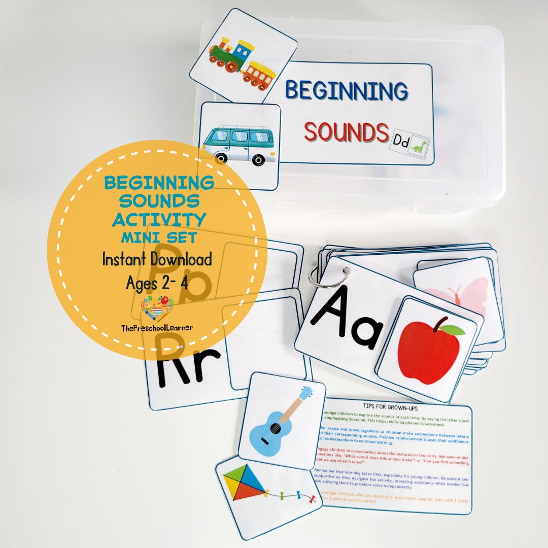 Beginning Sound Printable Activity, Educational Alphabet Game, Pre-k ...