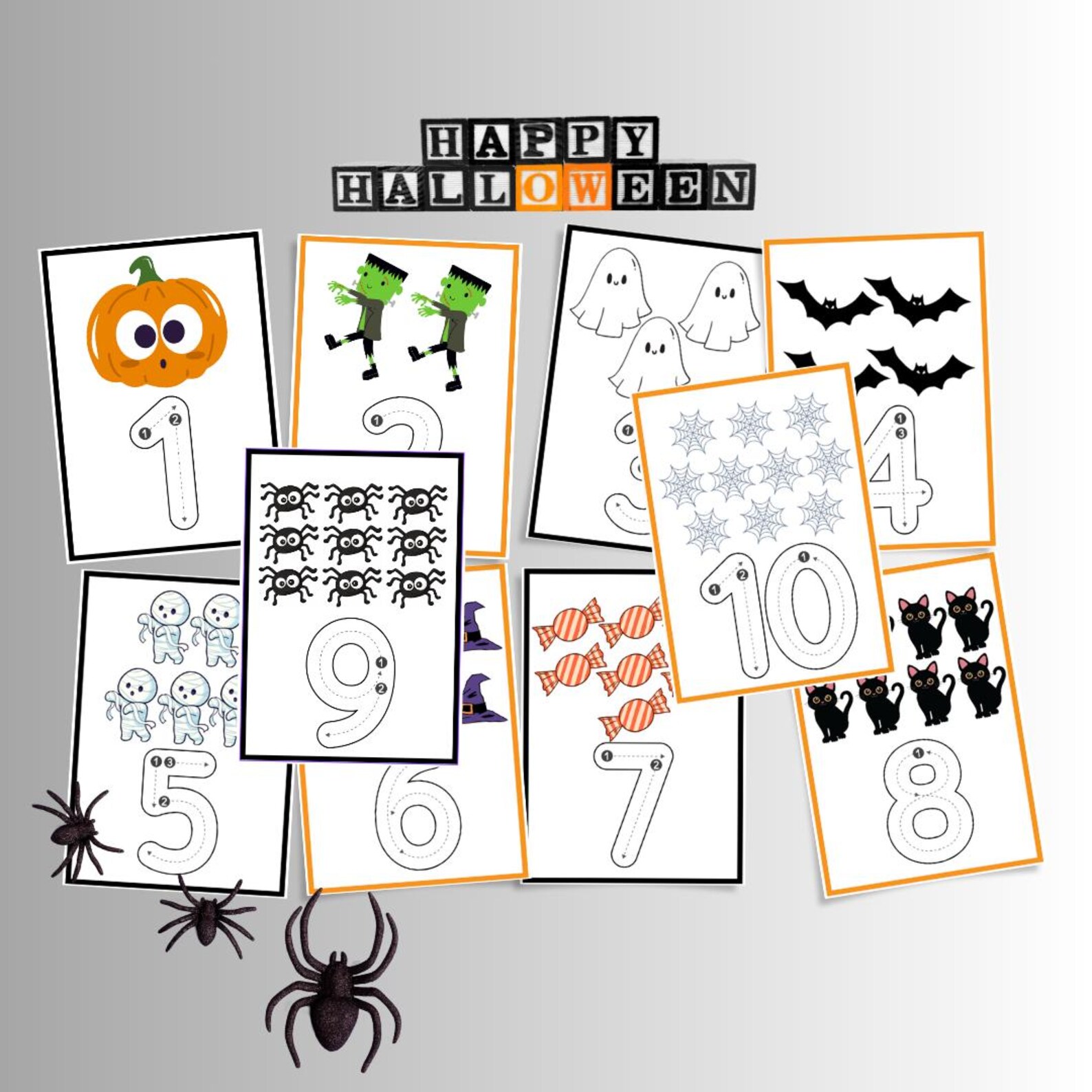Halloween Number Tracing Flashcards, 1-10 Counting Activity (PDF) - Etsy