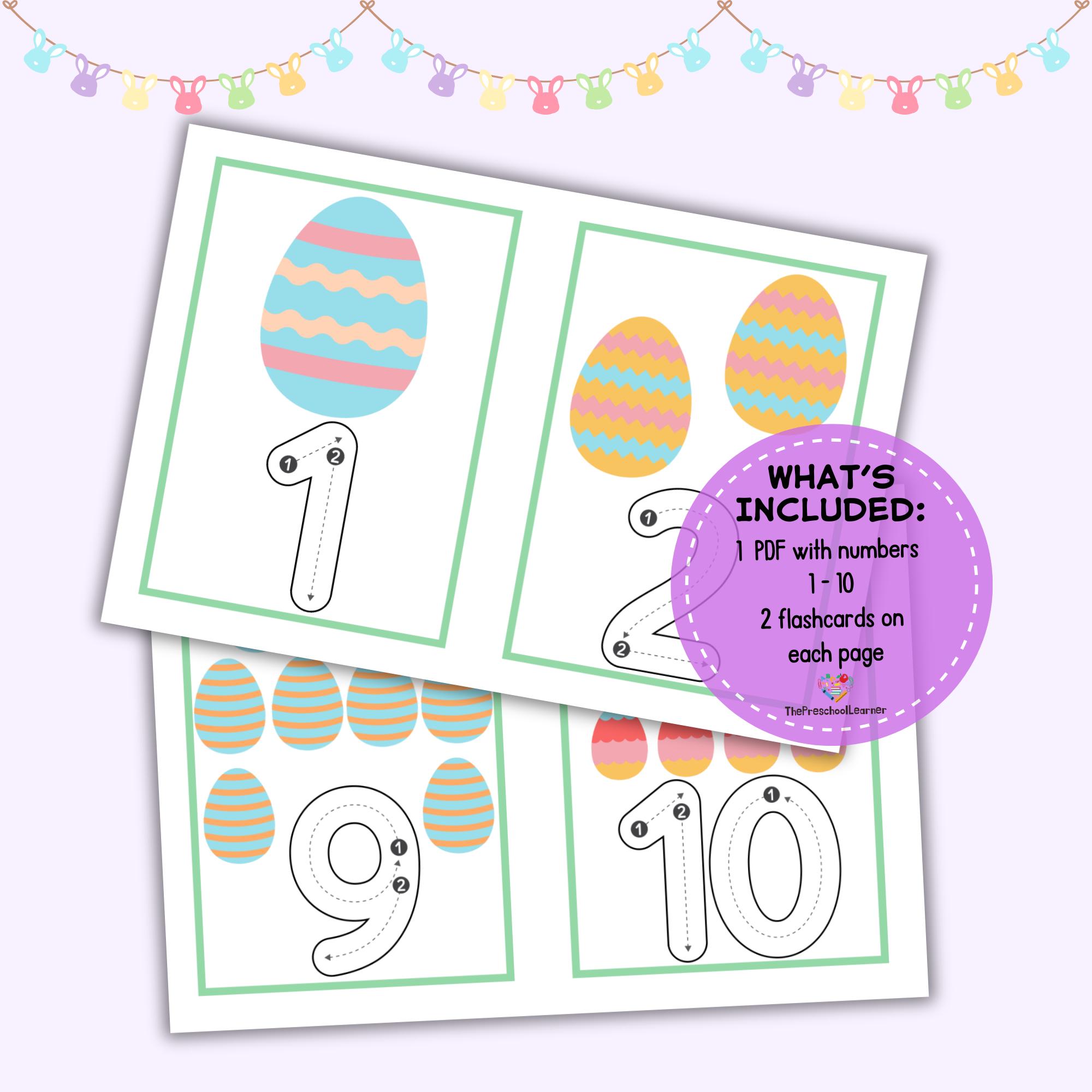 Easter Egg Number Tracing Flashcards: Math Activity (PDF) - Etsy