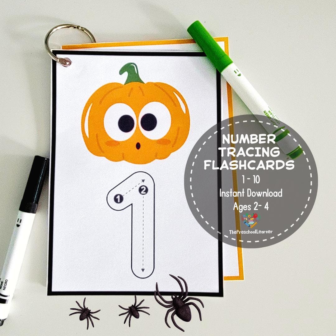 Halloween Number Tracing Flashcards, 1-10 Counting Activity (PDF) - Etsy