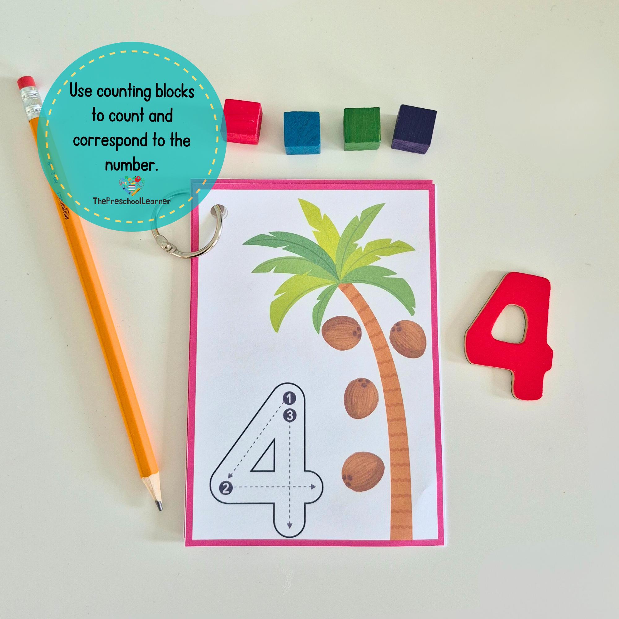Number Tracing Flashcards: Coconut Counting Activity (PDF) - Etsy