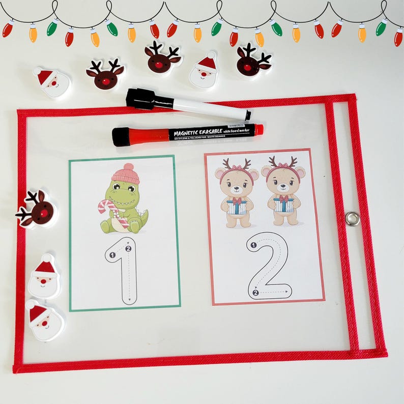 Christmas Animals Number Tracing Flashcards: Homeschool Math (PDF) - Etsy