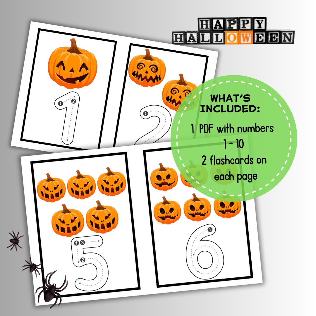 Pumpkin Number Tracing Flashcards, Halloween Math (PDF) - Etsy