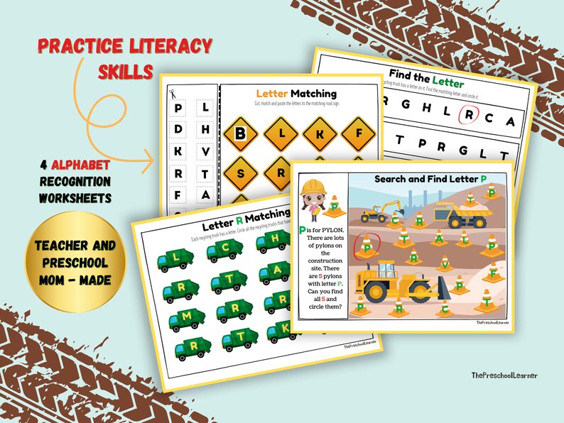 Construction Counting Worksheets 1 10 Preschool Number Matching ...
