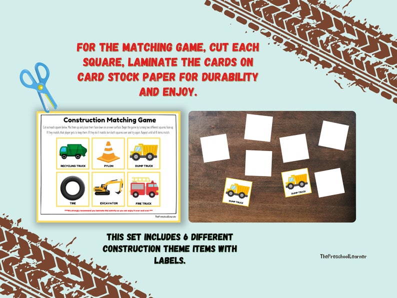 Construction Counting Worksheets 1 10 Preschool Number Matching ...