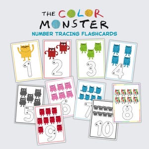 Number Tracing Printable Flashcards, 1 - 10 Counting Activity, Prek ...