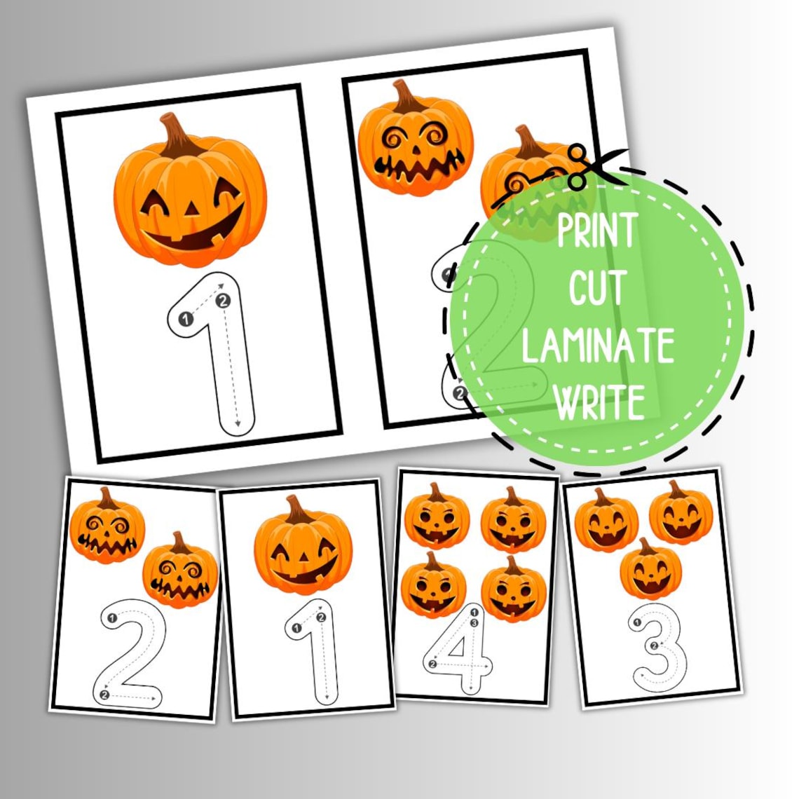 Pumpkin Number Tracing Flashcards, Halloween Math (PDF) - Etsy
