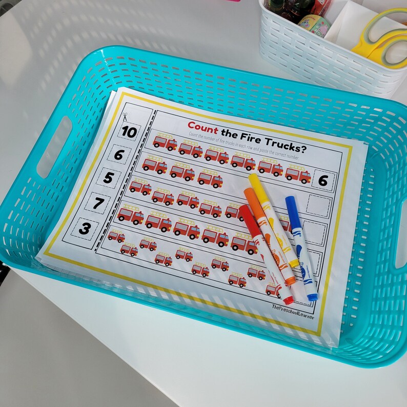 Construction Counting Worksheets 1 - 10 Preschool Number Matching ...