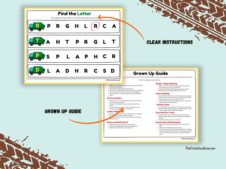 Construction Counting Worksheets 1 10 Preschool Number Matching ...