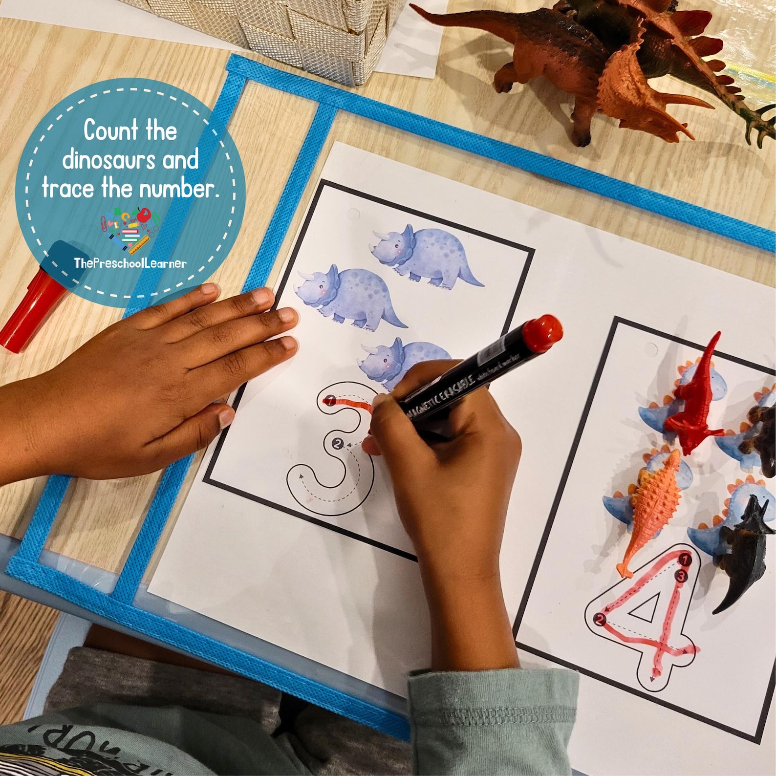 Dinosaur Number Tracing Flashcards: Math Worksheet (PDF) - Etsy