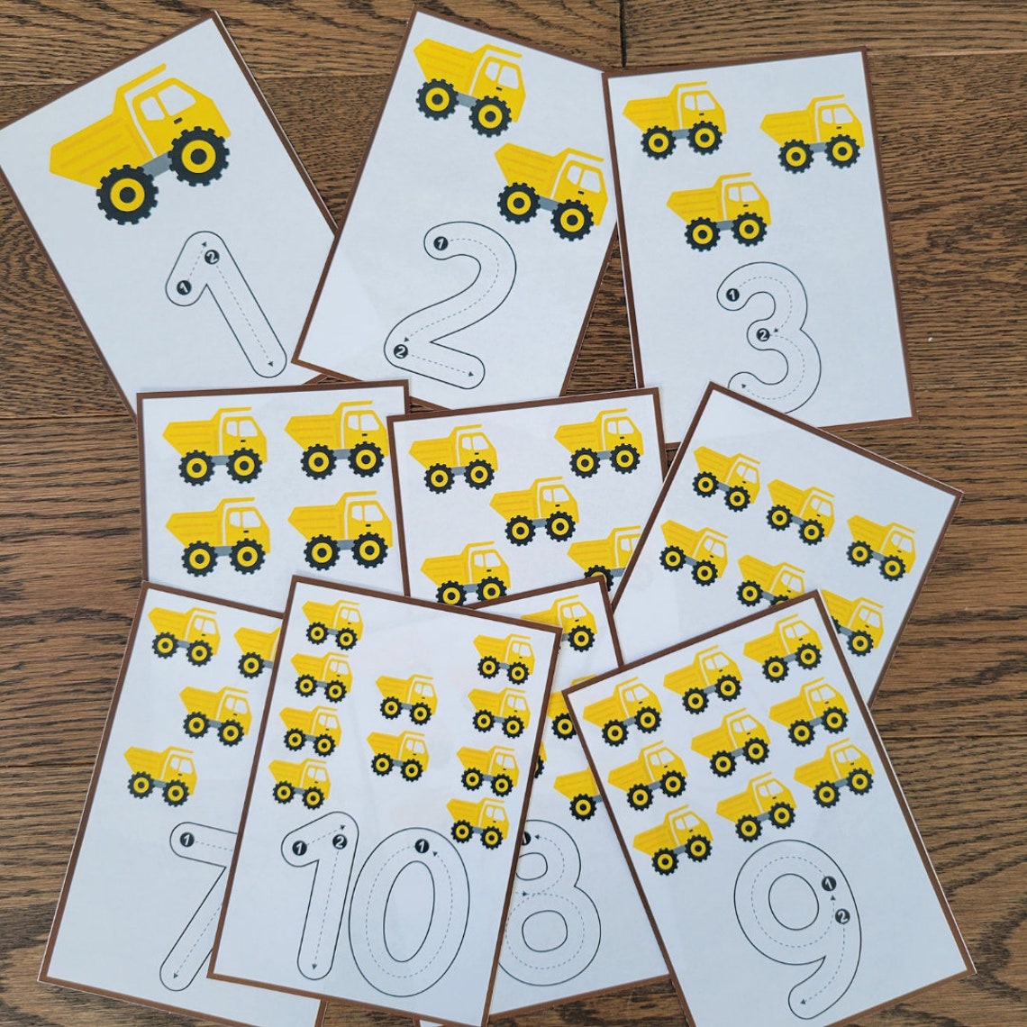 Number Tracing Printable Flashcards, 1 - 10 Counting Activity, Dump ...