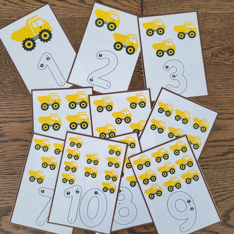 Number Tracing Printable Flashcards, 1 - 10 Counting Activity, Dump ...