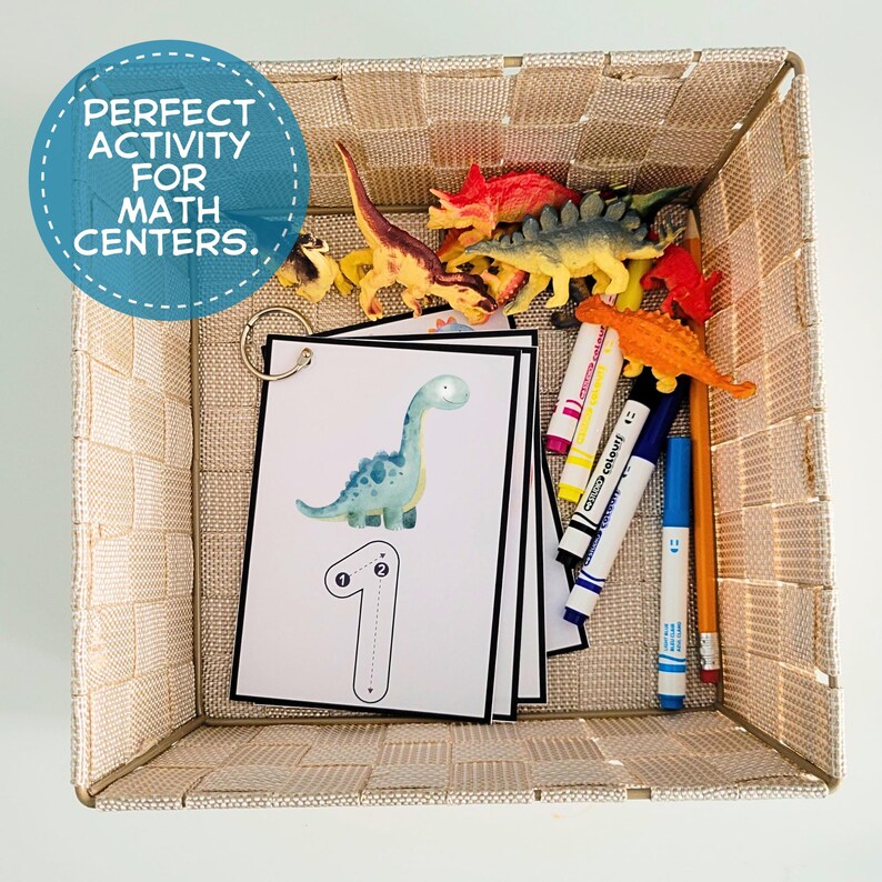 Dinosaur Number Tracing Flashcards: Math Worksheet (PDF) - Etsy