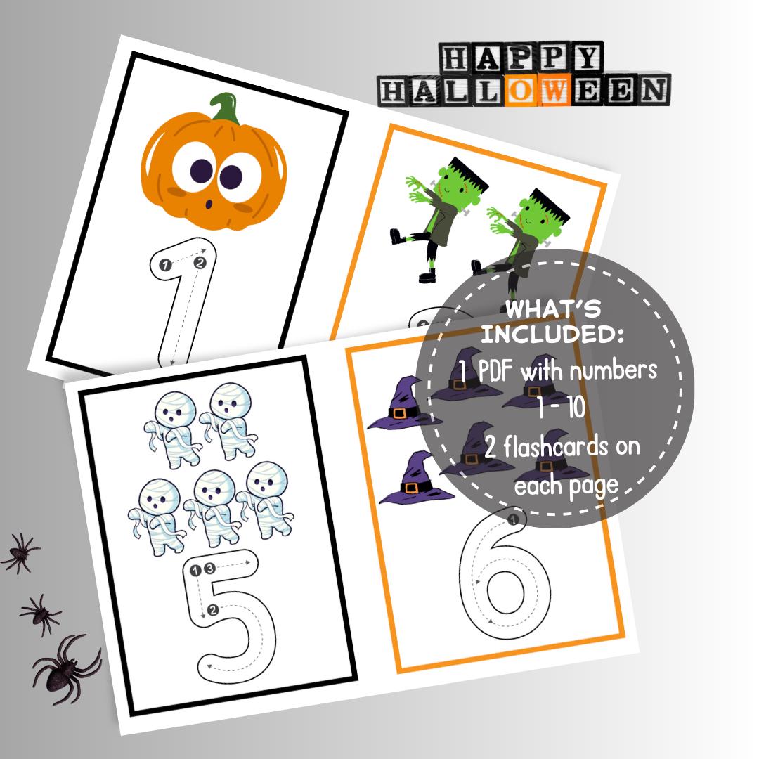 Halloween Number Tracing Flashcards, 1-10 Counting Activity (PDF) - Etsy