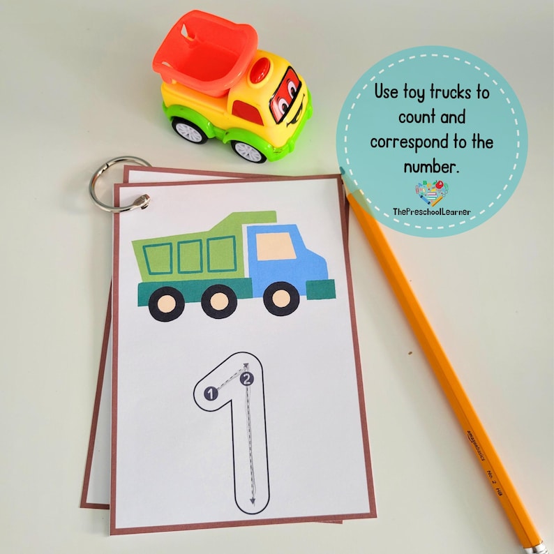 Trucks Number Tracing Flashcards: Kids Math Activity (PDF) - Etsy