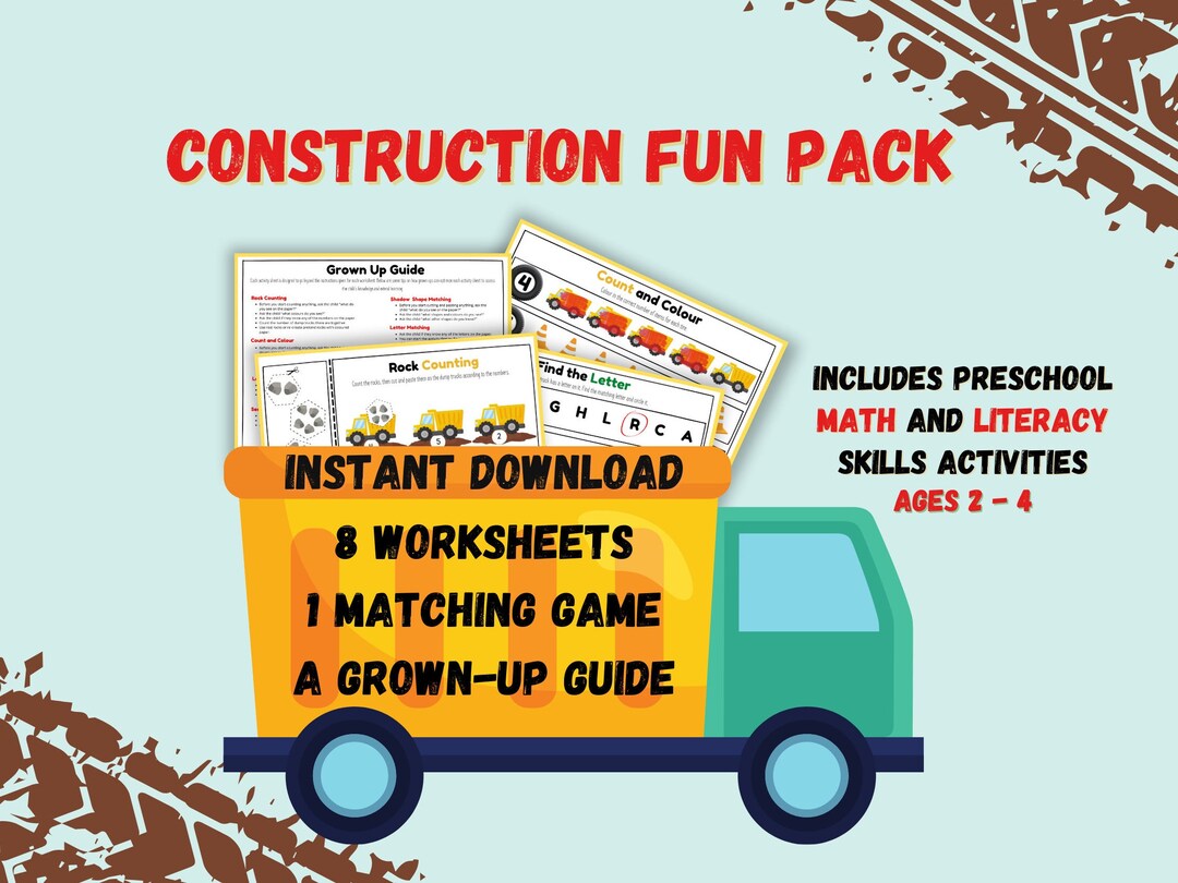 Construction Counting Worksheets 1 10 Preschool Number Matching ...