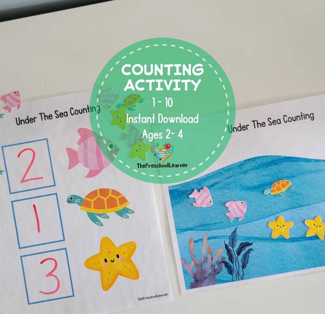 Ocean Counting Activity, Numbers 1-20 Count, Writing Practice for Pre-k ...