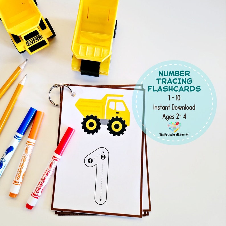 Number Tracing Printable Flashcards, 1 - 10 Counting Activity, Dump ...