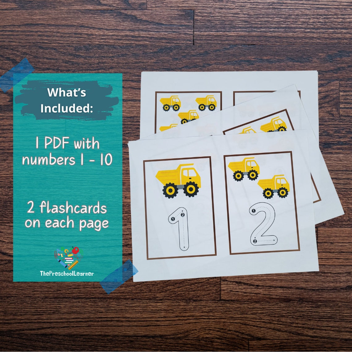 Dump Truck Number Tracing Flashcards: Counting Activity (PDF) - Etsy
