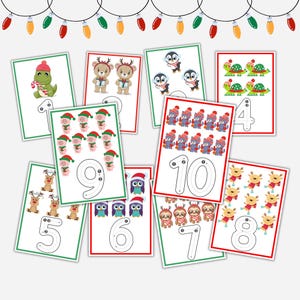 Christmas Animals Number Tracing Flashcards: Homeschool Math (PDF) - Etsy