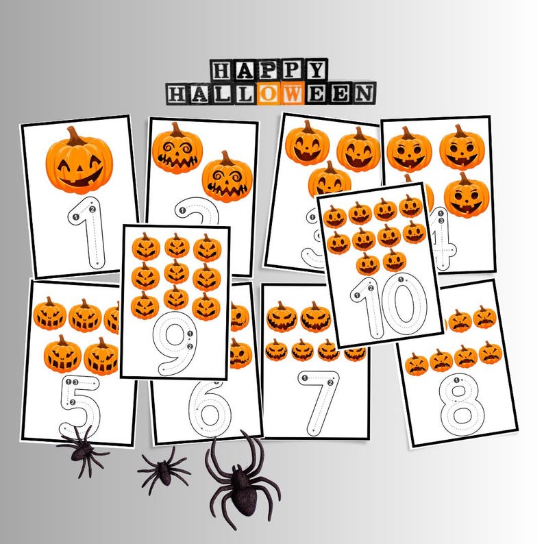 Pumpkin Number Tracing Flashcards, Halloween Math (PDF) - Etsy