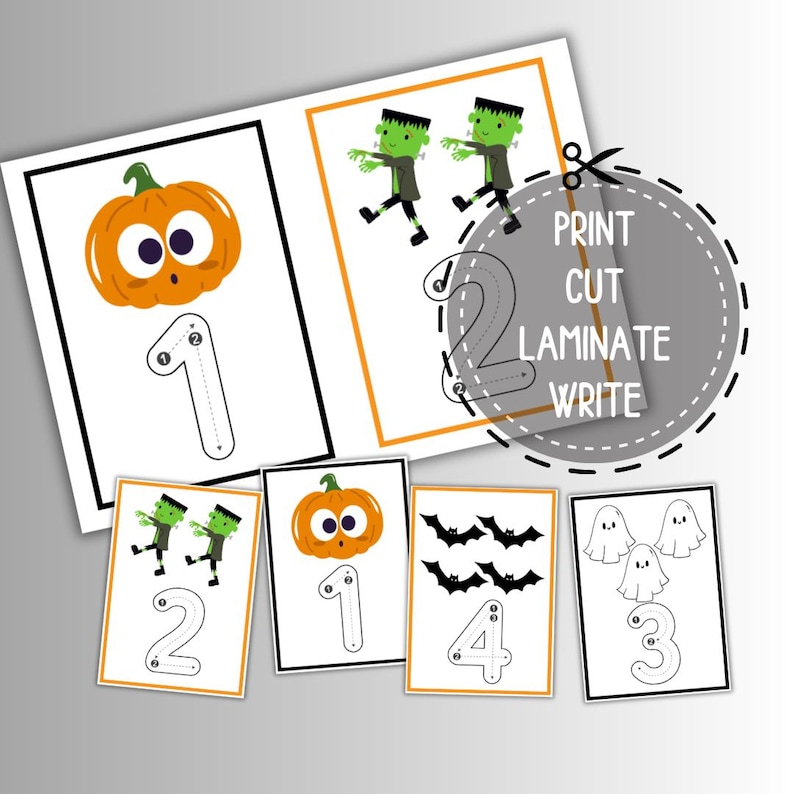 Halloween Number Tracing Flashcards, 1-10 Counting Activity (PDF) - Etsy