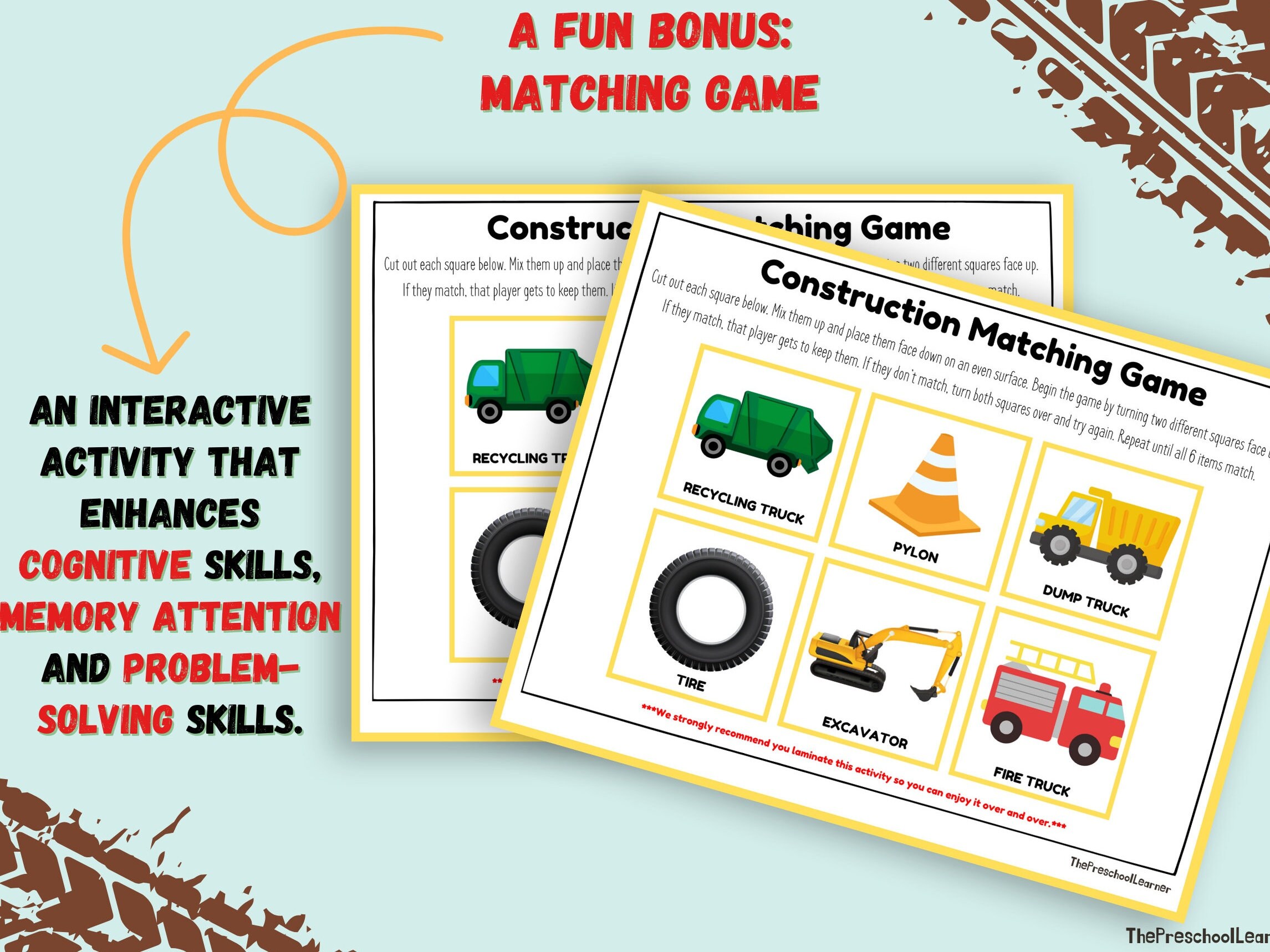 Construction Counting Worksheets 1 10 Preschool Number Matching ...
