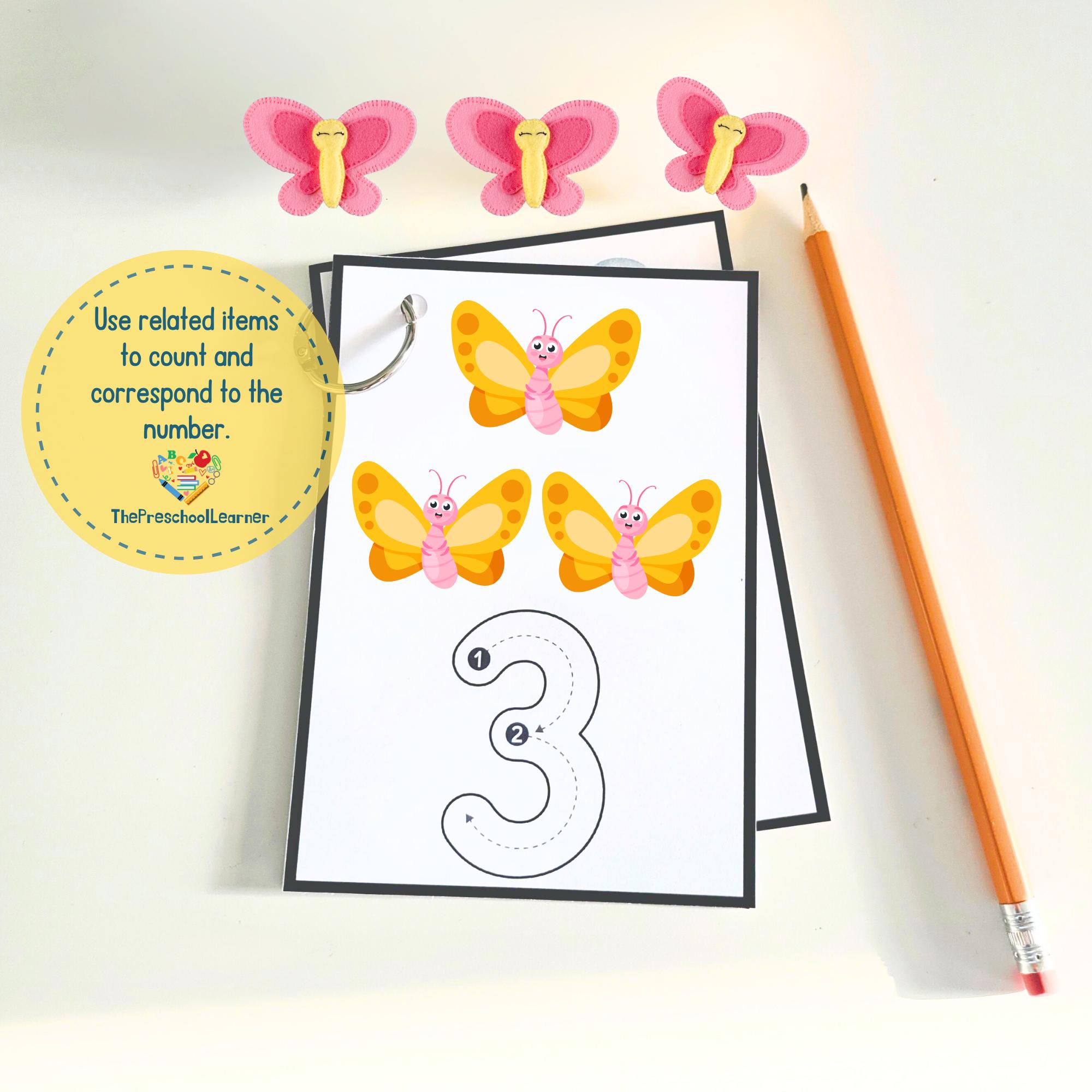 Number Tracing Flashcards: Bugs Counting Activity (PDF Printable) - Etsy