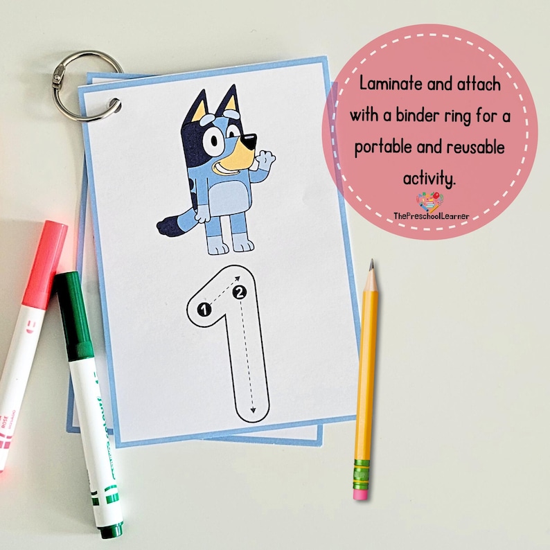 Number Tracing Printable Flashcards, 1 10 Counting Activity, Bluey Math ...