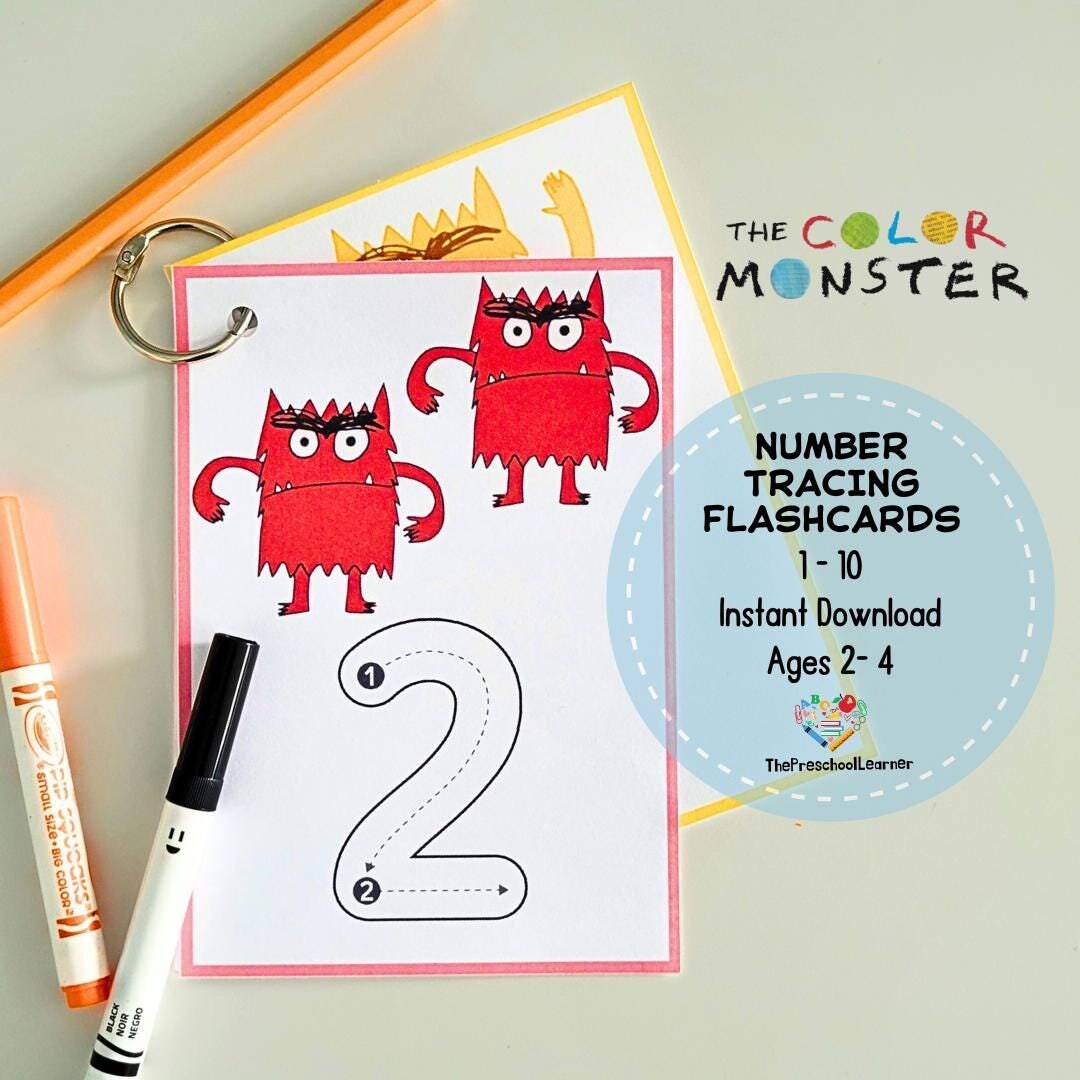 Number Tracing Printable Flashcards, 1 - 10 Counting Activity, Prek ...