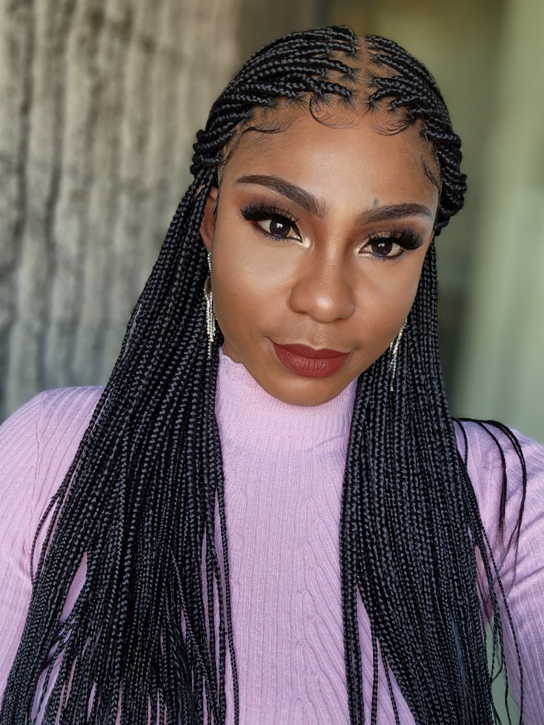 Small Knotless Box Braid Wig full Lace - Etsy