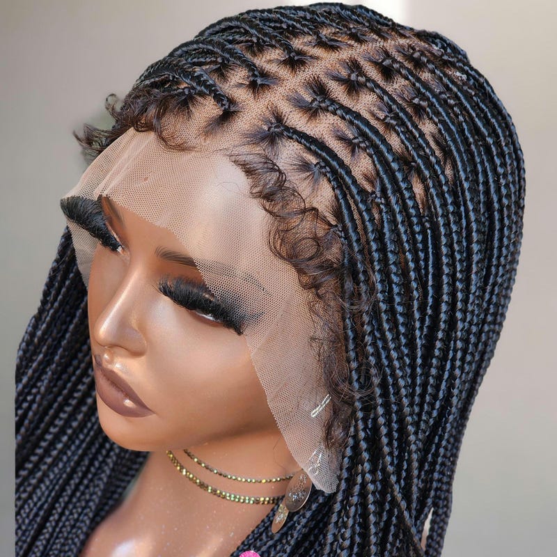 Human Hair Braided Wigs - Etsy