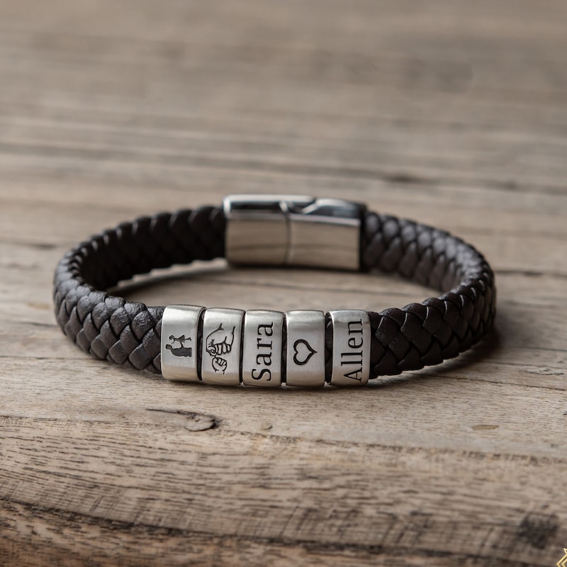 Black Leather Lock Bracelet - Etsy