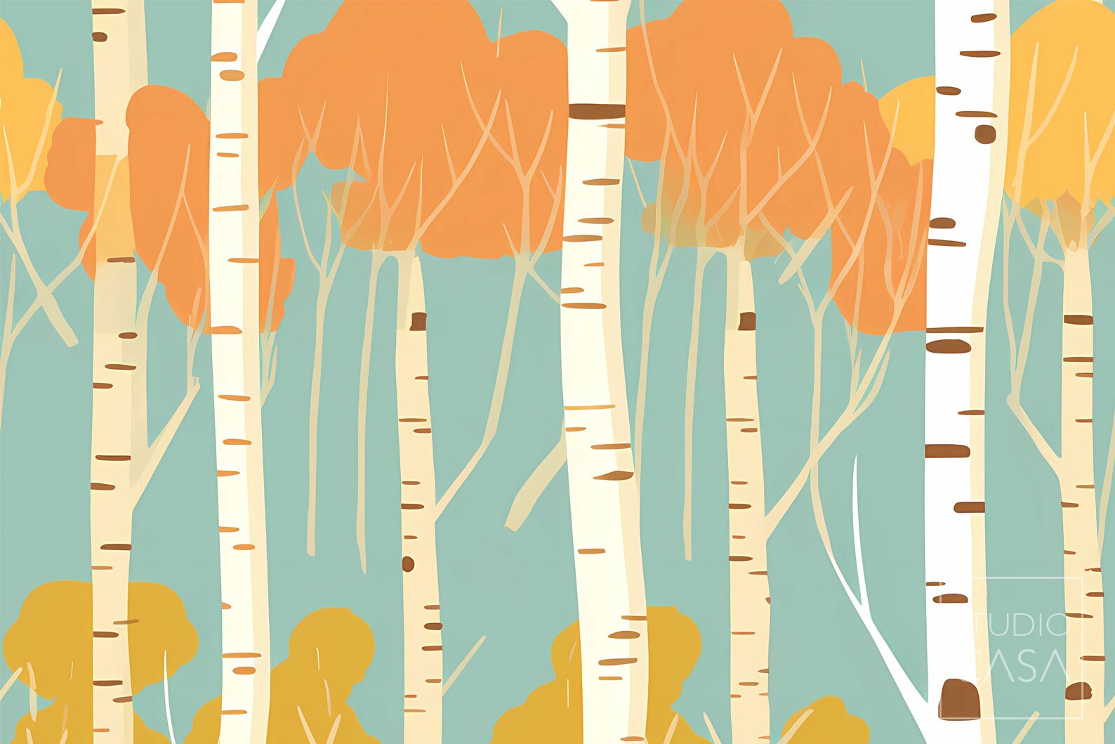 Aspen Trees Landscape Digital Paper, Seamless Tree Patterns, Aspen ...
