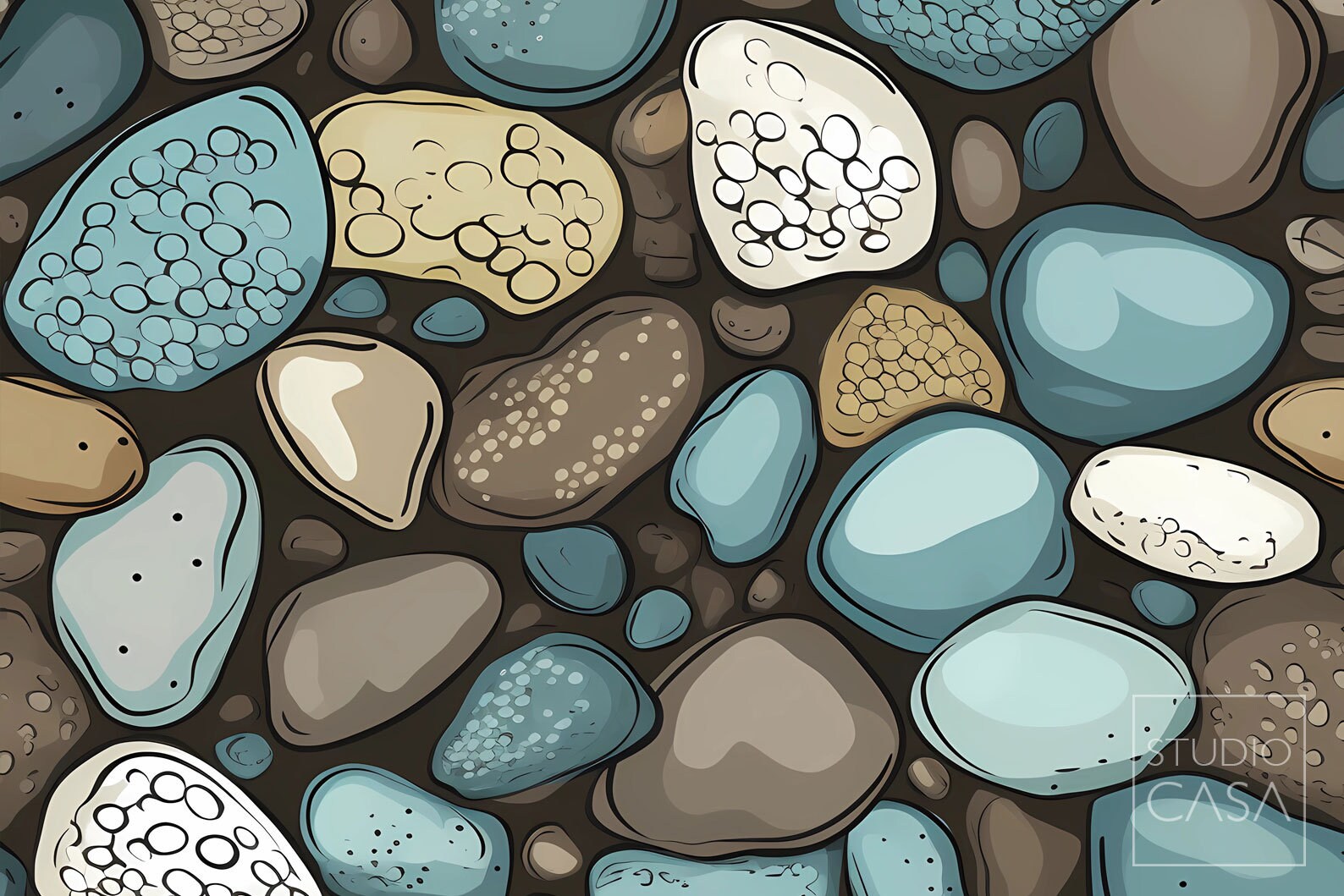 River Pebbles Digital Download Paper Seamless Printable - Etsy
