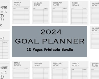 Goal Planner BUNDLE, 2024 Goals Tracker, SMART Goal Setting, Monthly ...