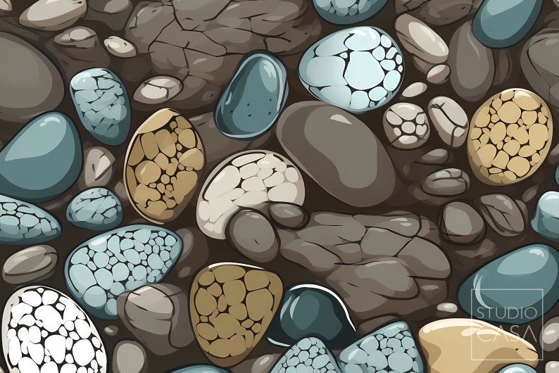 River Pebbles Digital Download Paper Seamless Printable - Etsy