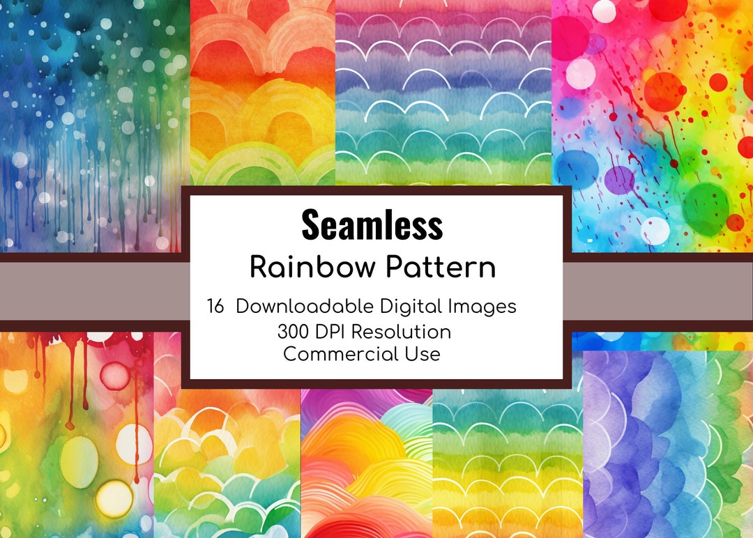 Rainbow Stripes Digital Paper, Seamless Pattern, Watercolour Texture ...