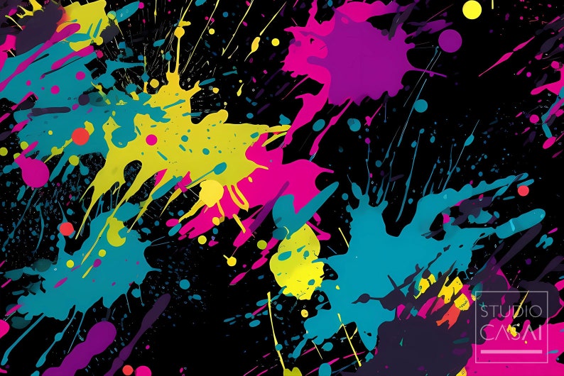 Vibrant Neon Paint Splatter Digital Paper Pack Instant Download ...