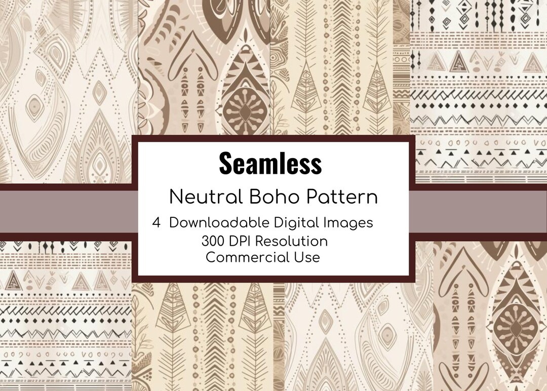 Neutral Boho Pattern, Digital Pattern, Seamless Pattern, Digital Paper ...