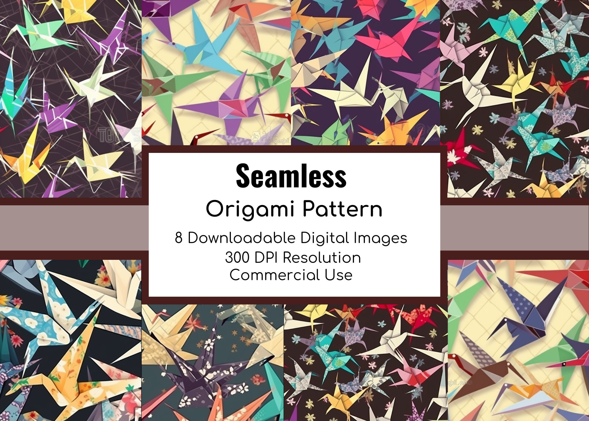 Seamless Origami Papers & Patterns Collection, Printable Pattern ...