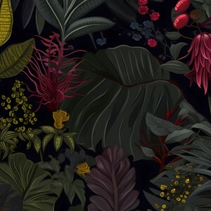 Tropical Jungle Dark Theme Digital Paper, Seamless Printable Patterns ...