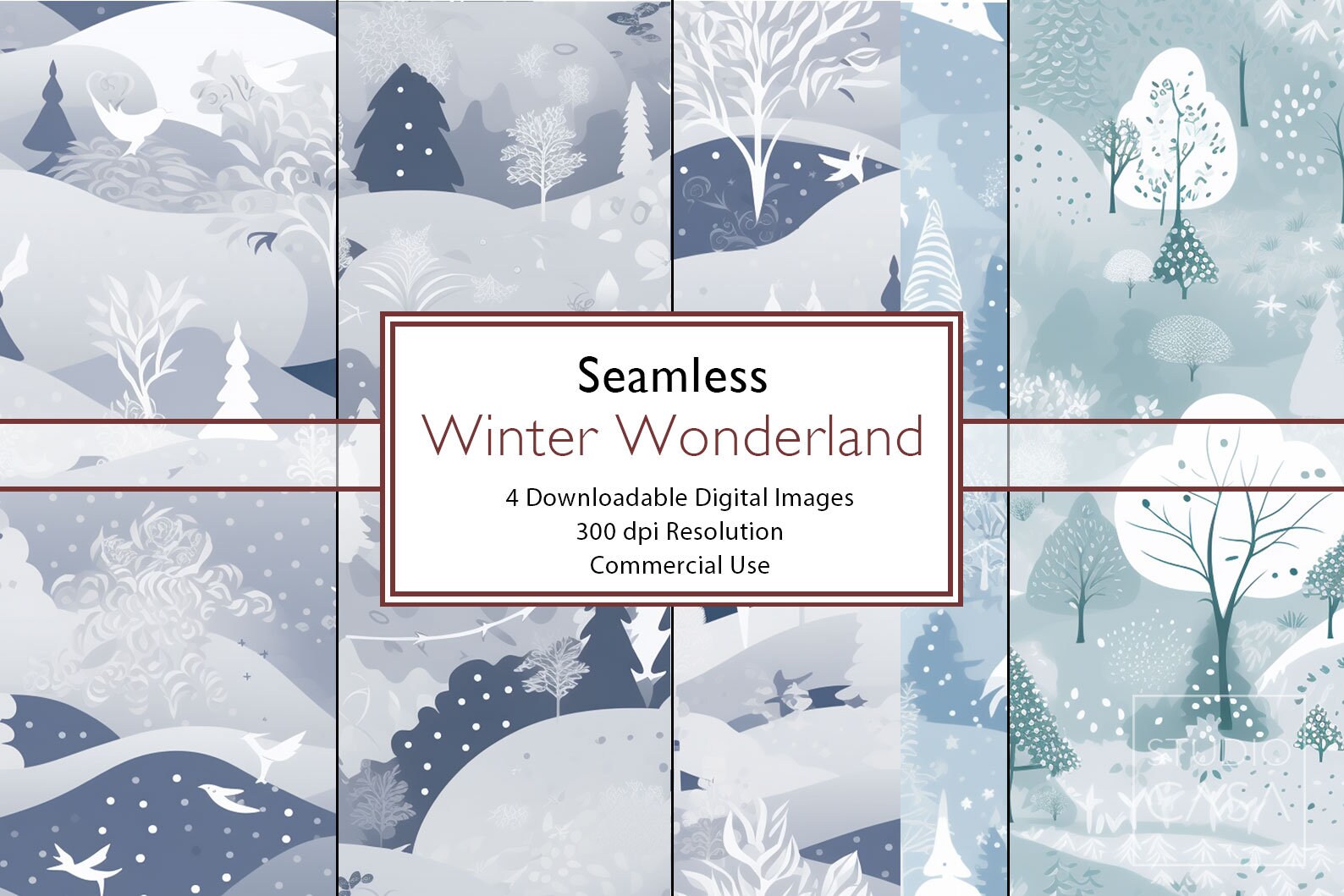 Winter Wonderland Textures Digital Download Paper Seamless Printable ...