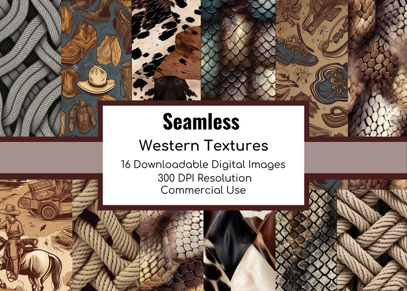 Western Textures Digital Paper, Seamless Cowboy Textures Digital Paper ...