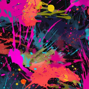 Vibrant Neon Paint Splatter Digital Paper Pack Instant - Etsy