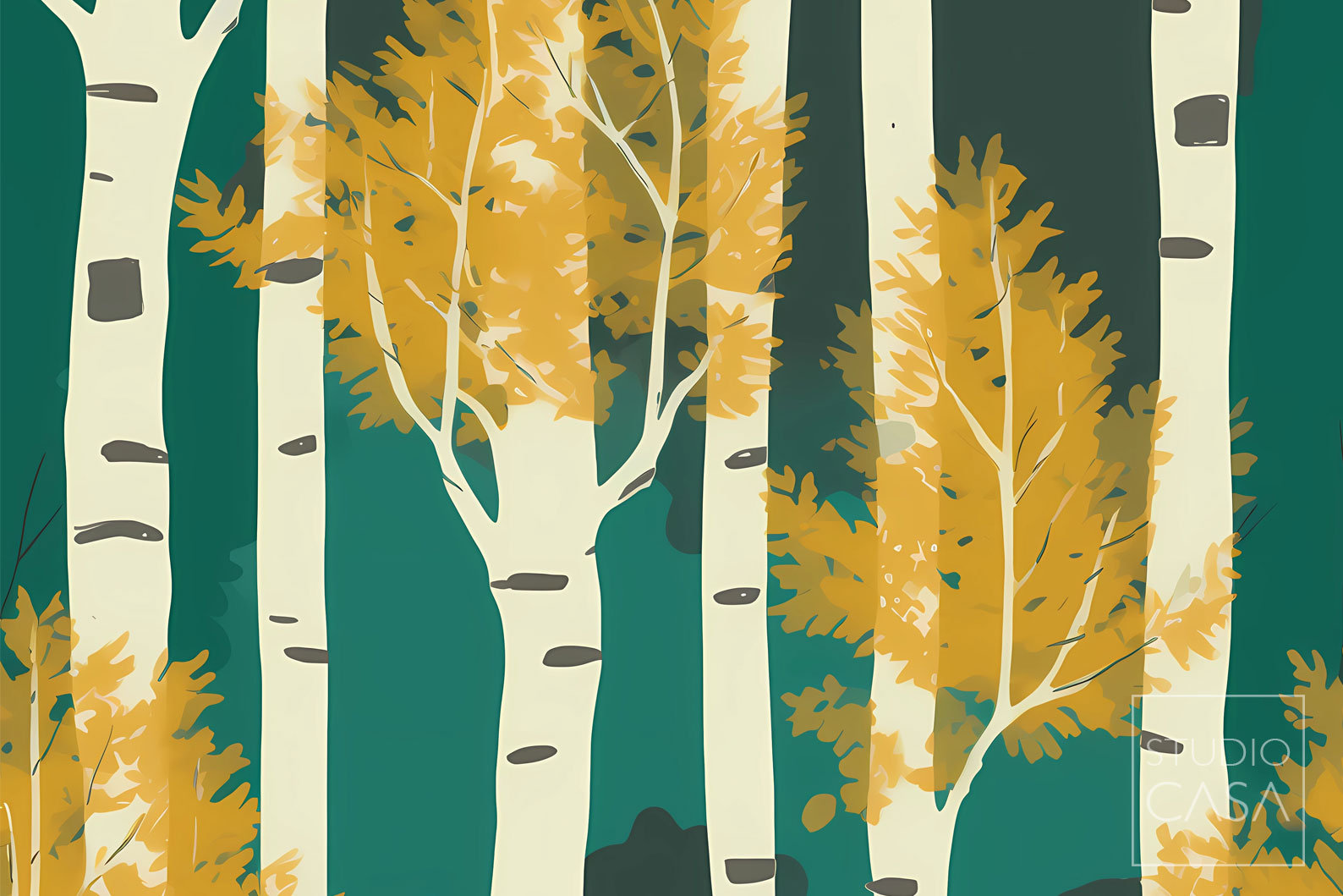 Aspen Trees Landscape Digital Paper, Seamless Tree Patterns, Aspen ...